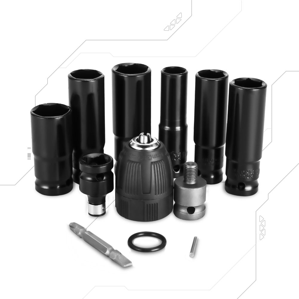 Onevan 12pcs Set Electric Impact Wrench Hexs Socket Adapter Kit
