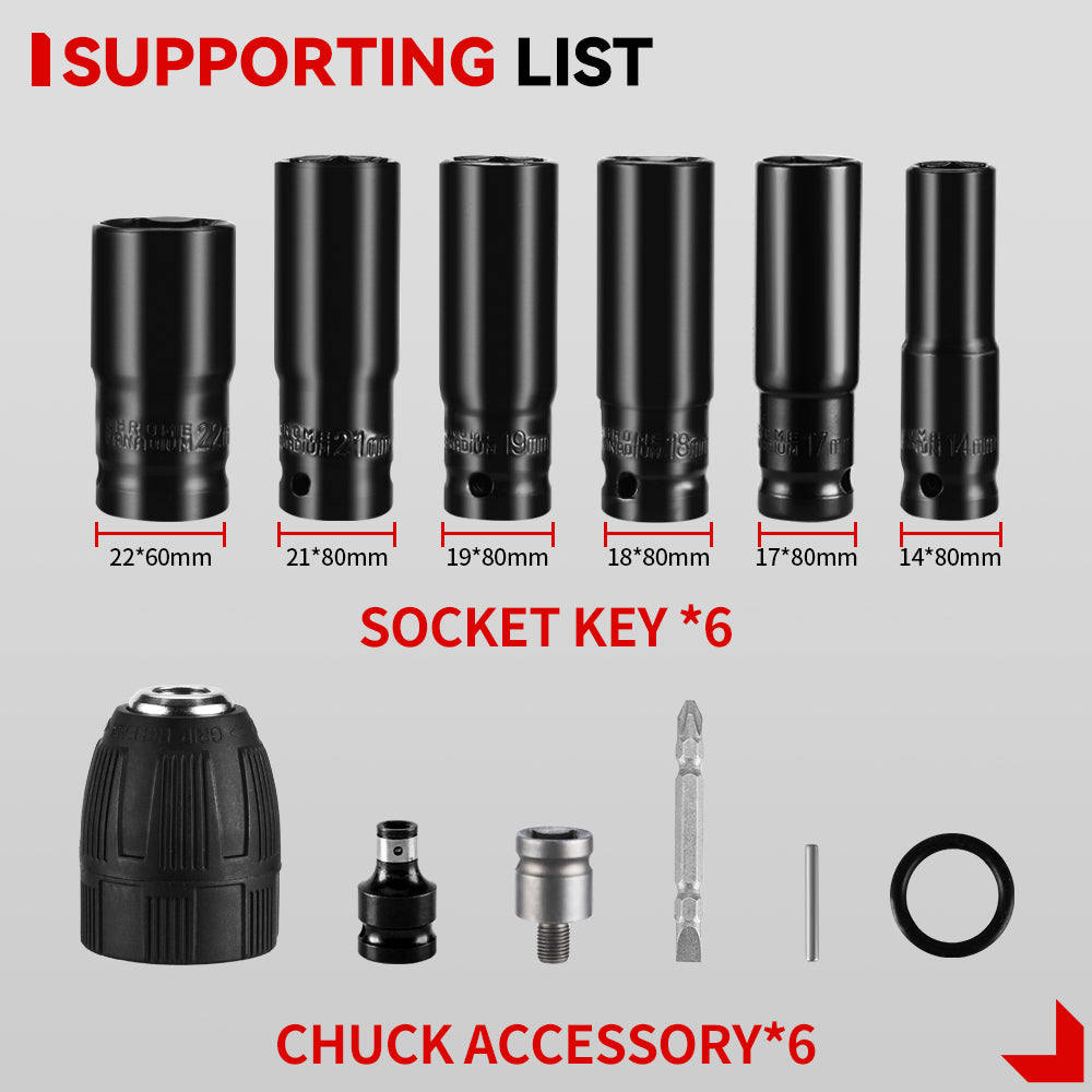 ONEVAN 1800N·m Cordless Wrench Tool Storage Case with 12-Piece Wrench