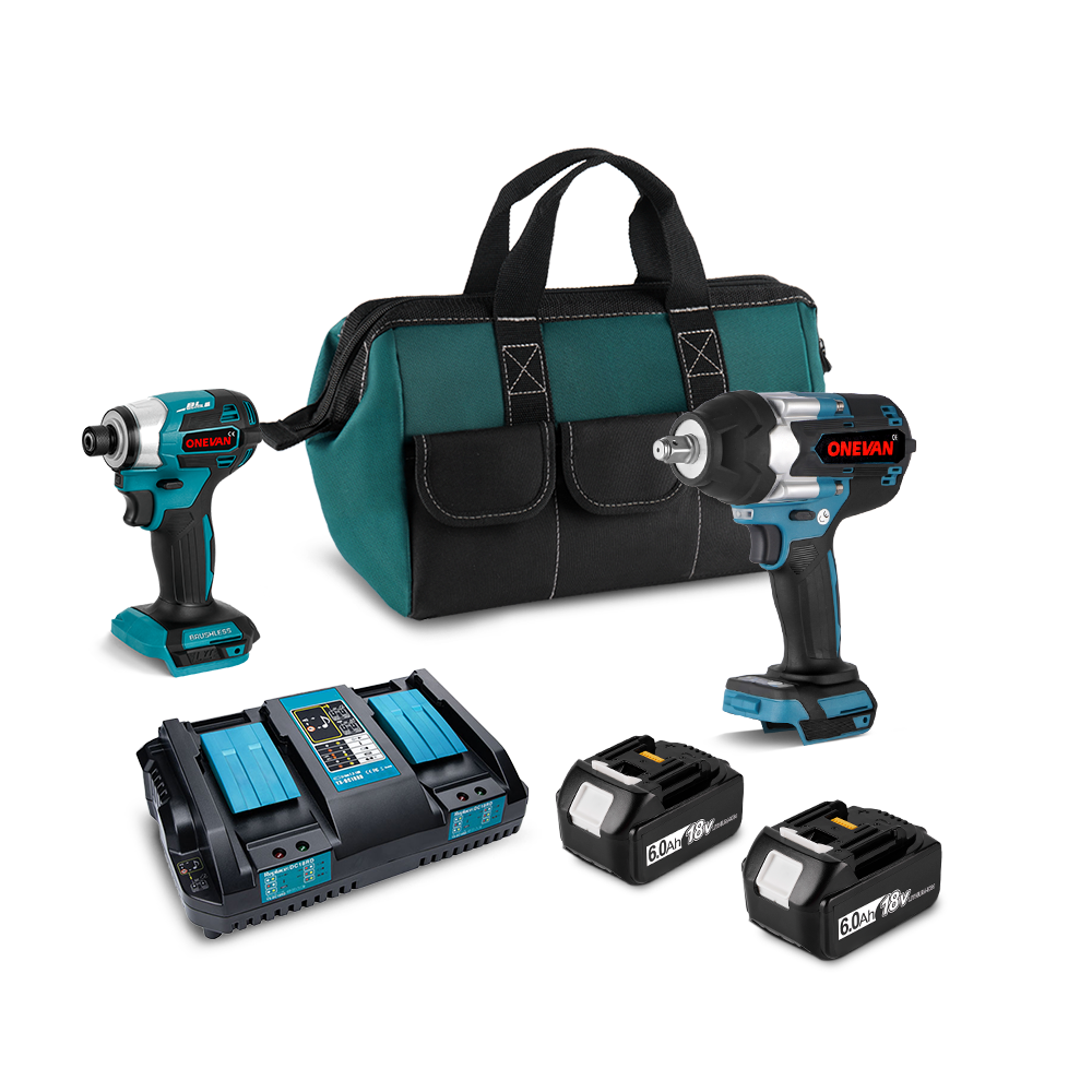 Cordless Tool Sets Battery Power 1/2 Impact Wrench+1/4 Screwdriver Set ...