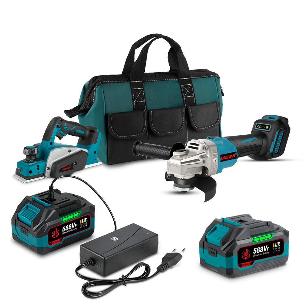 Cordless Handheld Planer+Angle Grinder Set for Woodworking and ...