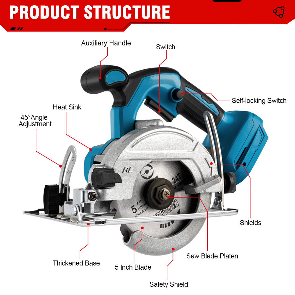 Battery Powered Tool Kits Circular Saw+Electric Drill+Screwdriver Set ...