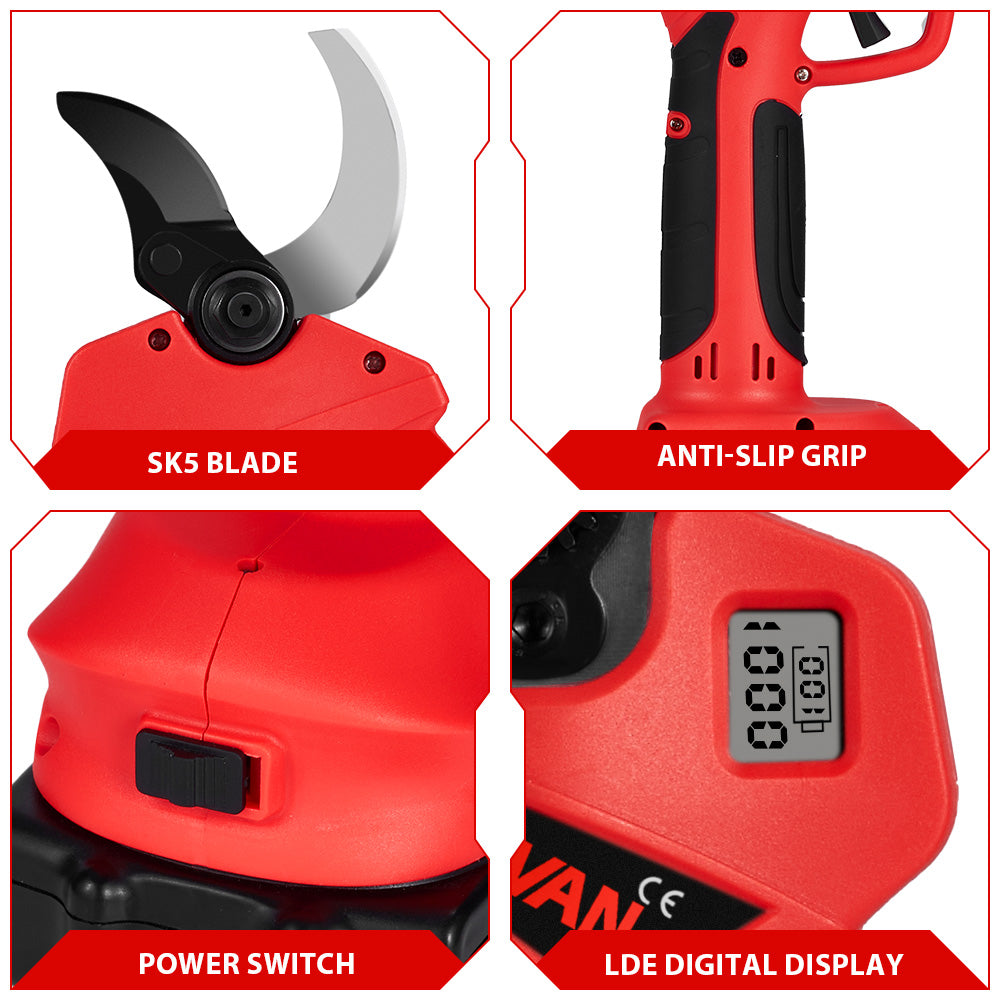 ONEVAN 61mm Cordless Electric Pruning Shears Gardening Tree Pruning